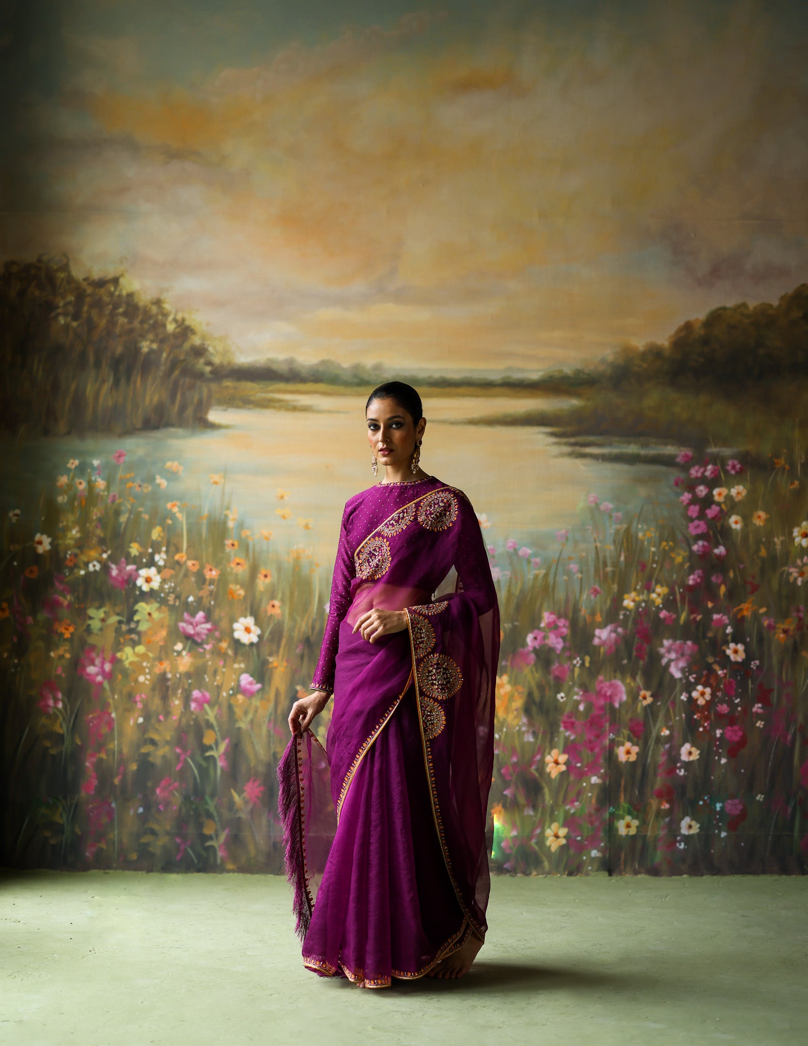 AUBERGINE NILAYA SAREE SET – Shikha Mehta