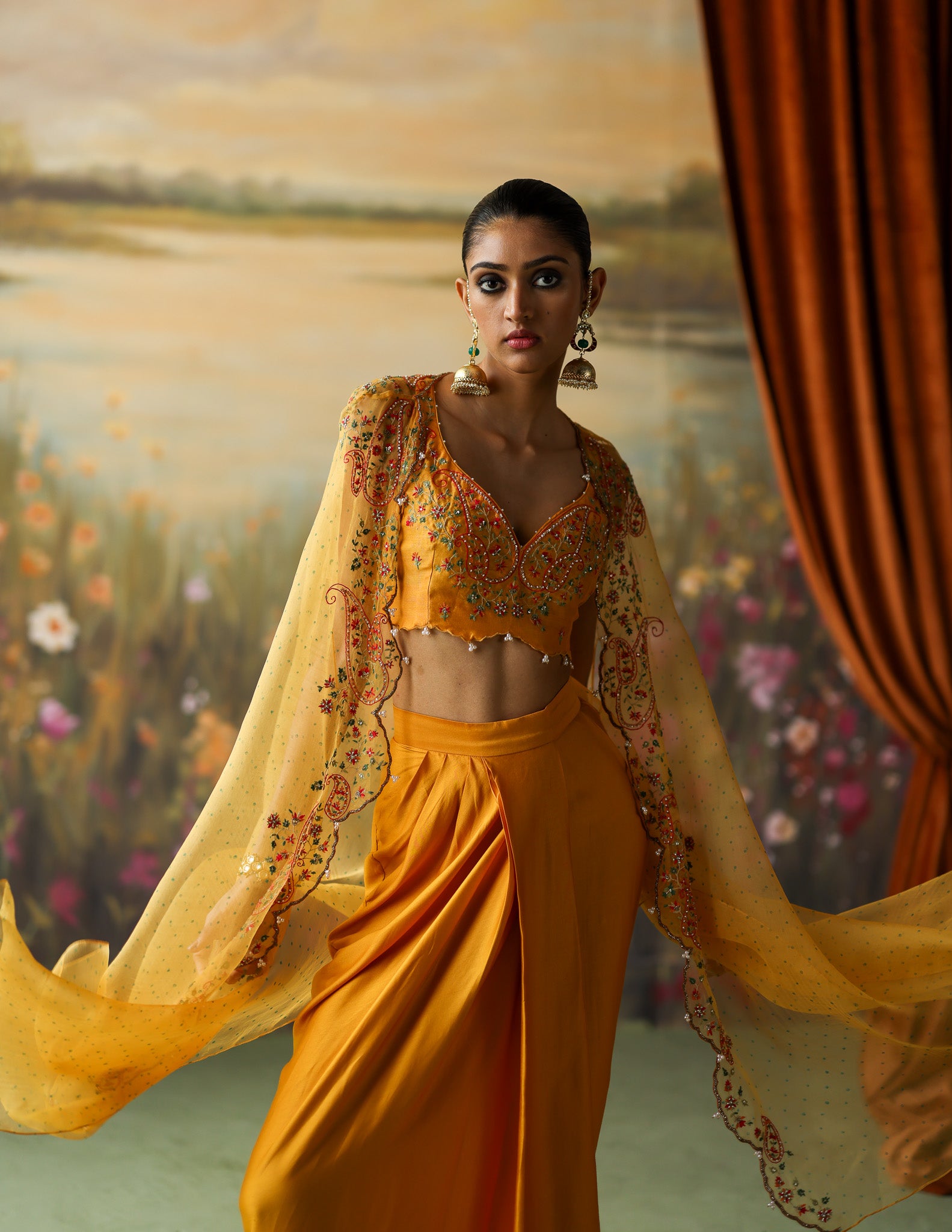 TURMERIC DANI CAPE SET – Shikha Mehta